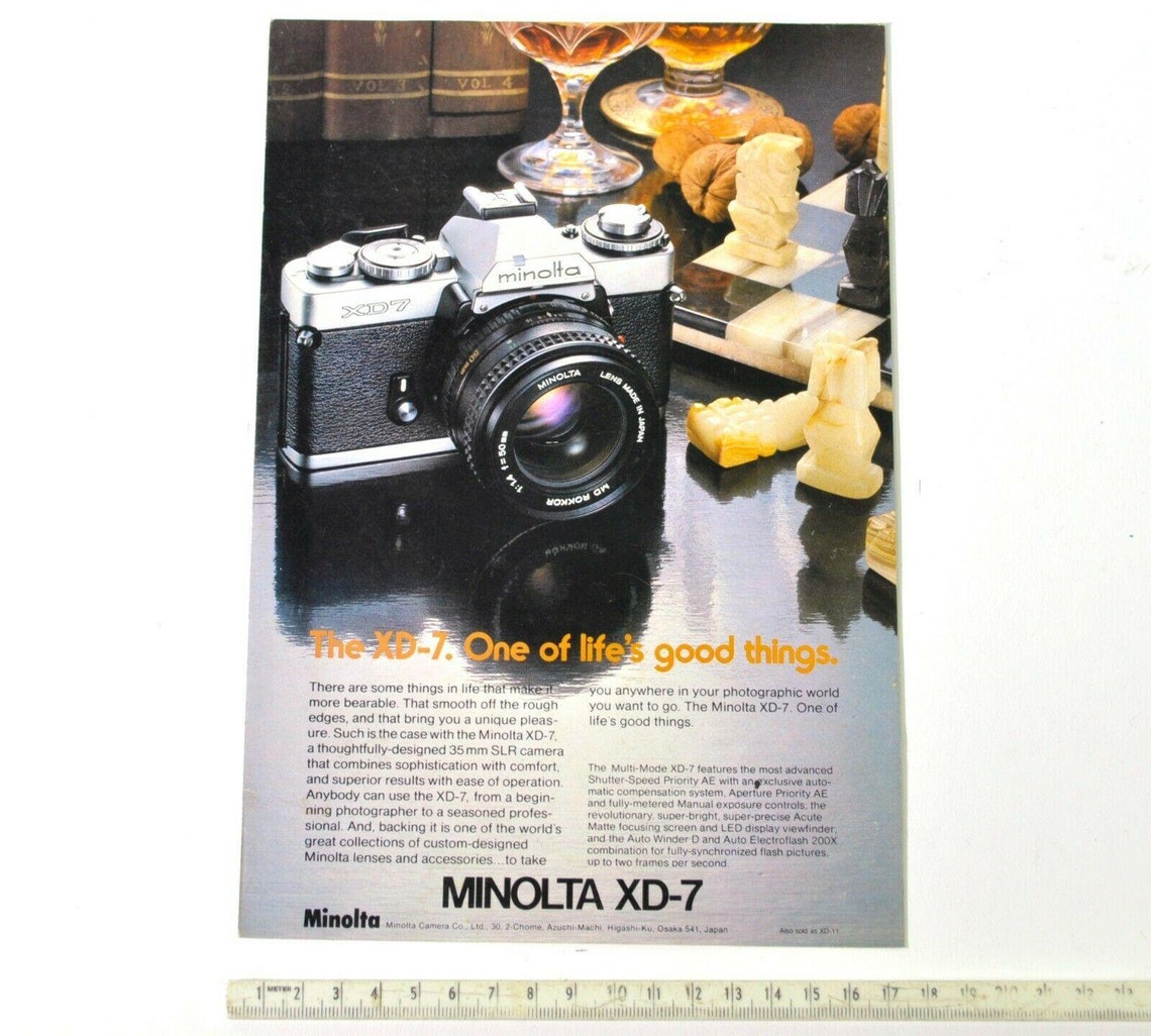 Minolta XD-7 Camera Photo SLR Print Ad Advert Original Vintage | Etsy