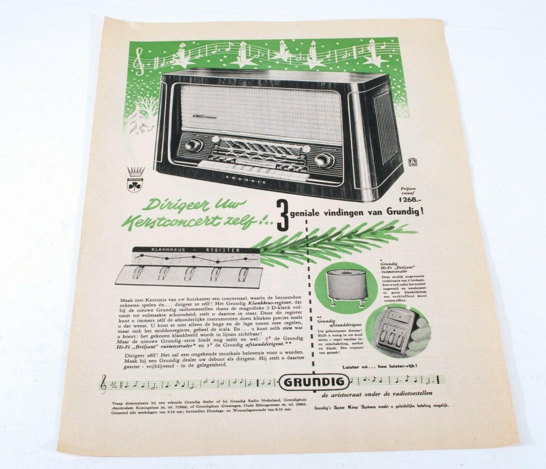 Grundig Vintage Print Ad Dutch Advert 1956 Netherlands - Etsy