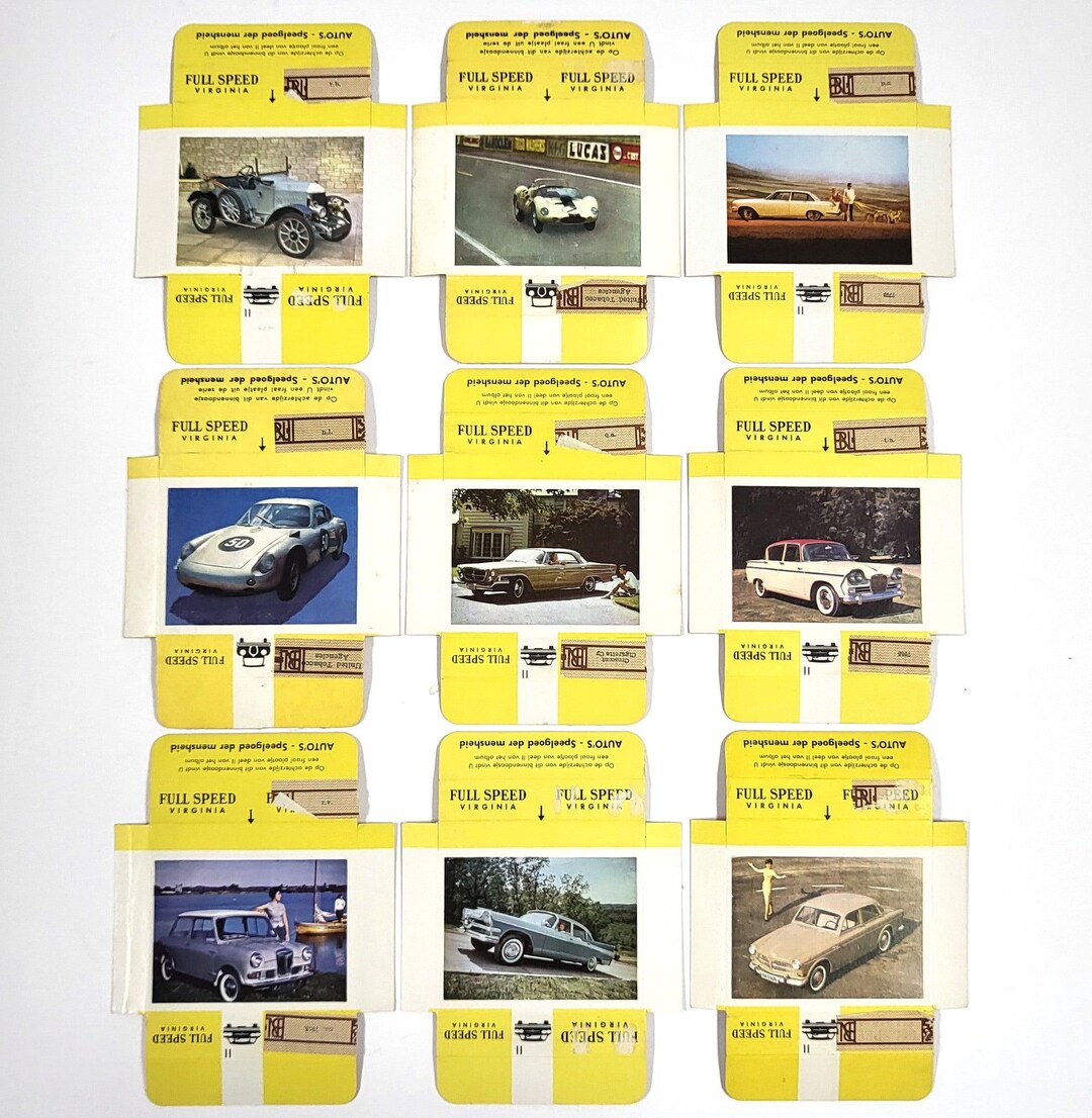 Vintage Full Speed Virginia Cigarette Cards 9x Car Series - Etsy
