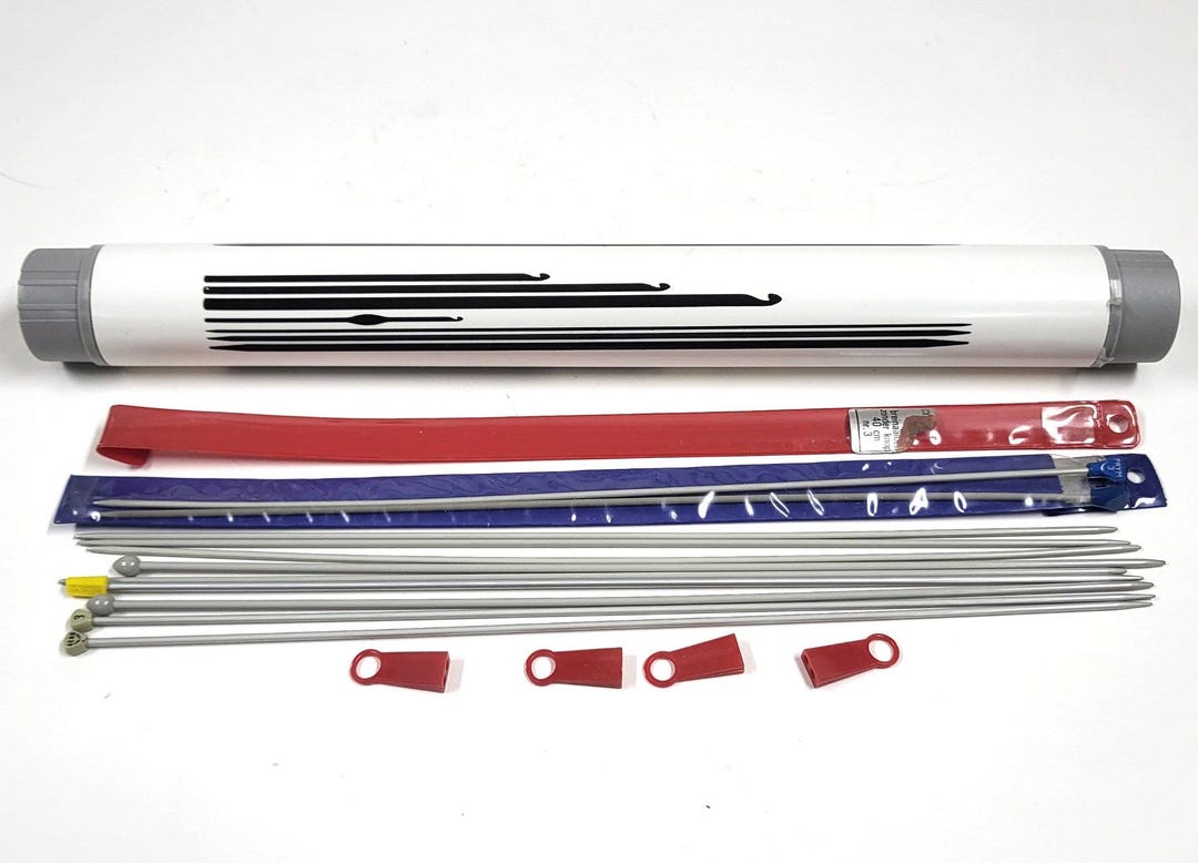 Vintage Knitting Needle Lot With Tube Container - Etsy