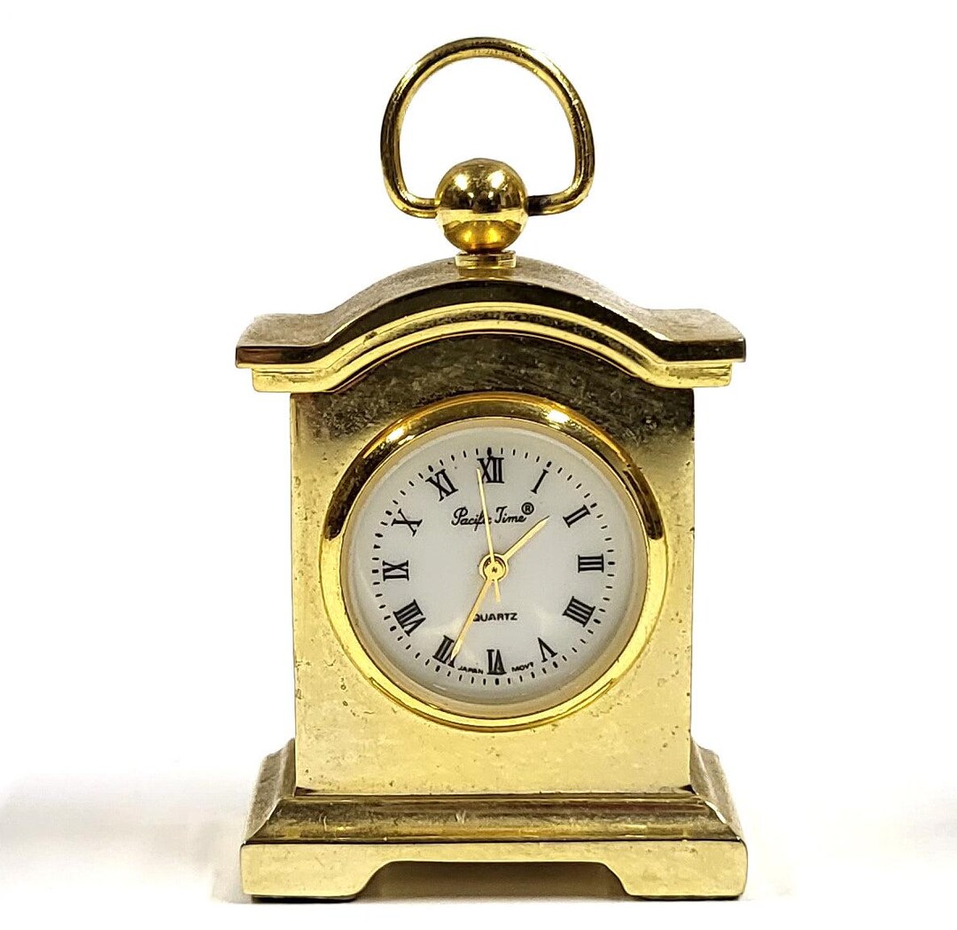 Vintage Movt Japan Miniature Brass Mantle Clock Quartz Pacific Time - Etsy