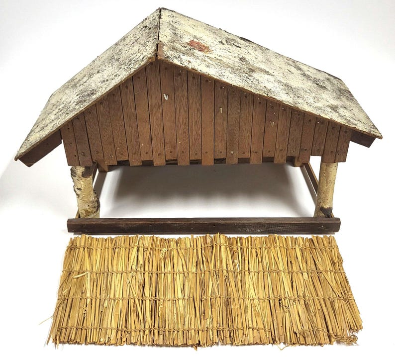 Vintage Handmade Lighted Wooden Stable 21" Nativity Scene - Etsy