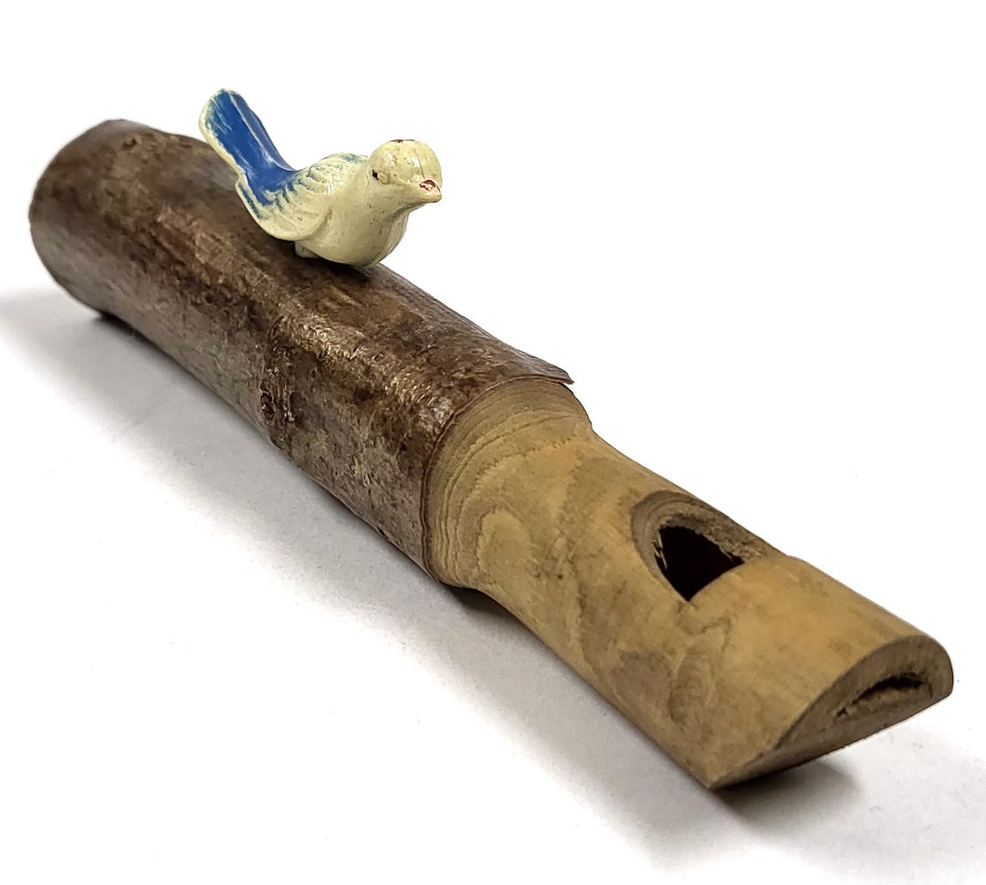 Vintage Whistle Bird Flute Bird on Wood Stump Hand Carved - Etsy