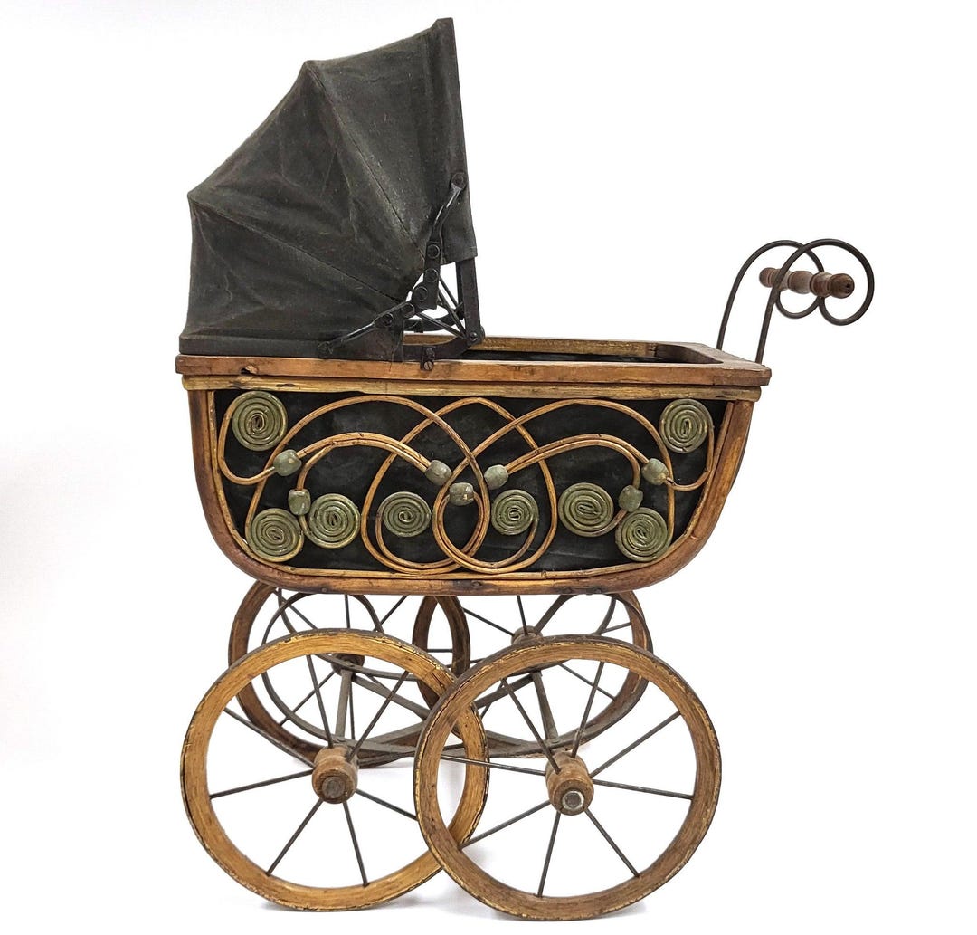 Antique Wicker Baby Doll Stroller 25" Carriage Victorian - Etsy