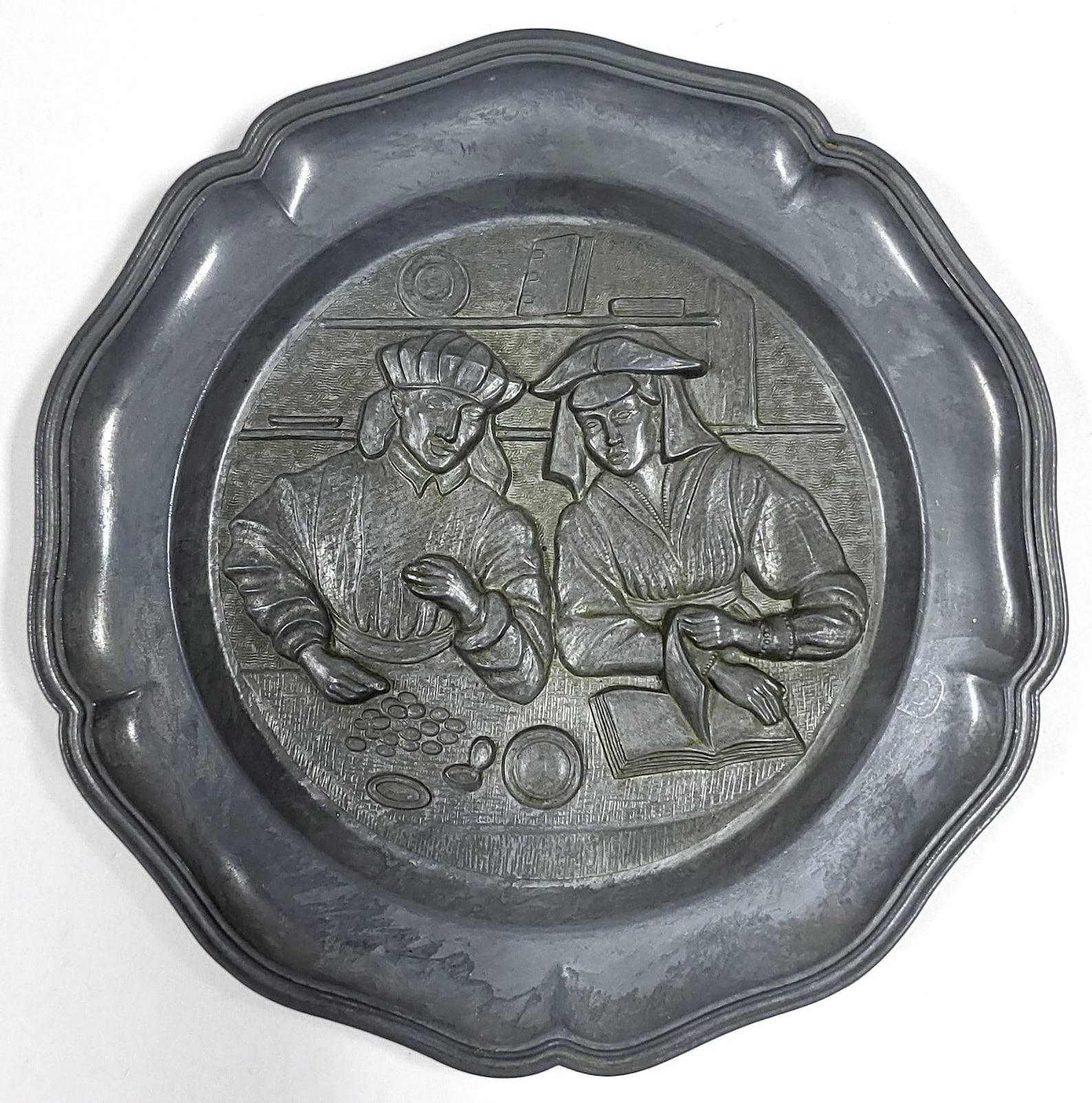 Vintage Zinc Wall Plate Money Counting Accountancy Bookmaker Scene 9 ...