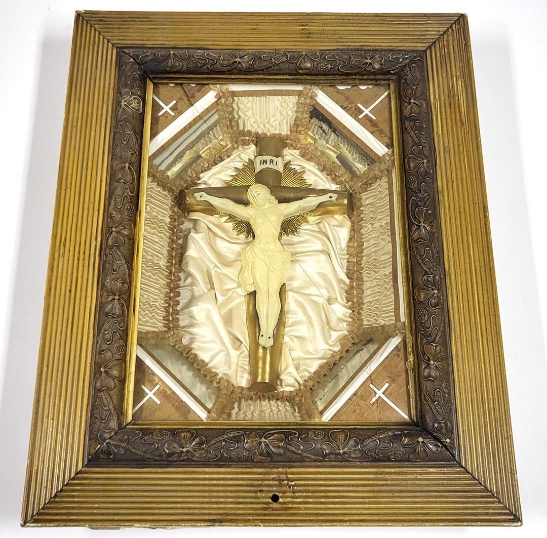 Antique Religious Shadow Box Crucifix Ornate Jesus Christ Diorama - Etsy