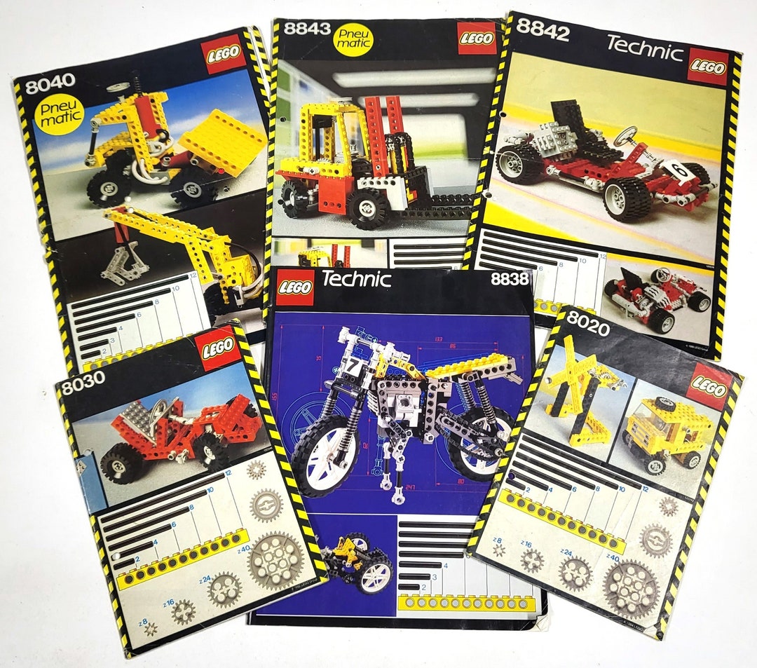 Vintage Lego Technic Manual Bundle 8020 8030 8838 8842 8843 8040 - Etsy