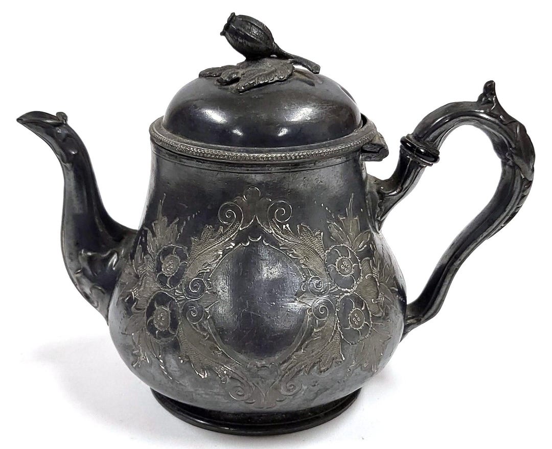 Antique Grayson & Son Sheffield Teapot C1880 Silverplate Pewter Patina ...