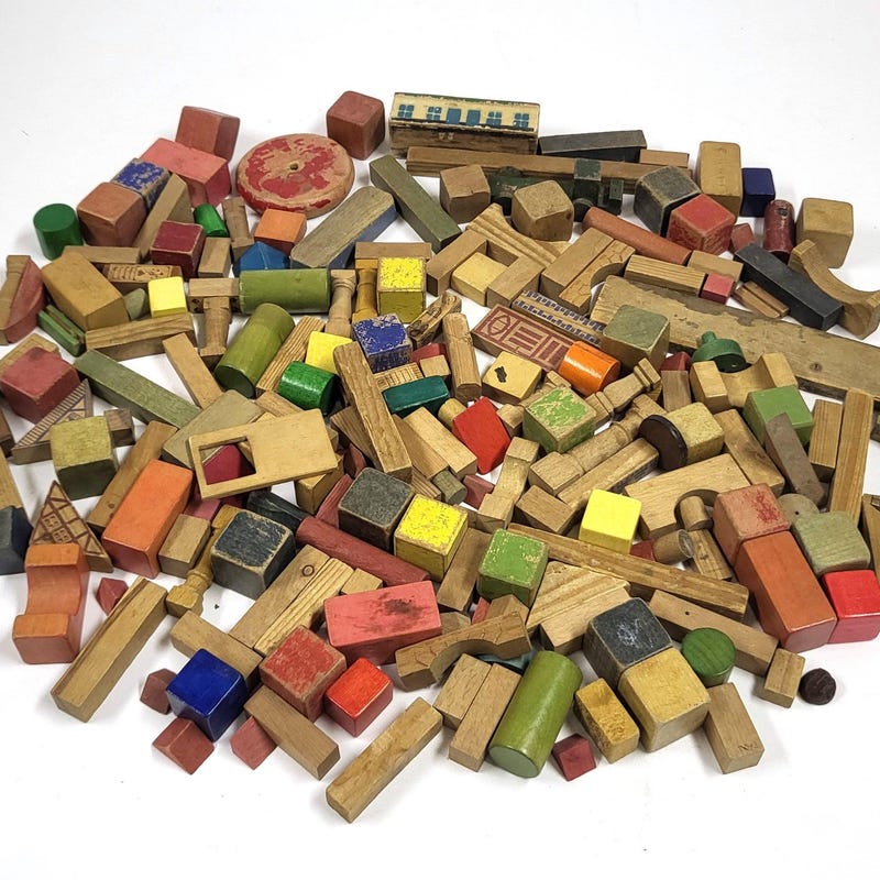 Antique Wooden Building Blocks - Etsy