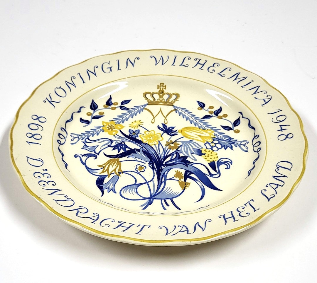 Vintage Royal Gouda Plate Wilhelmina 1898-1948 Netherlands - Etsy