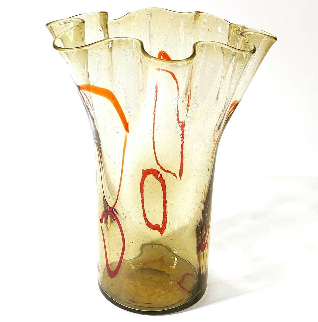 Vintage Murano (?) Glass Large Vase Hand Blown 32cm Italy - Etsy