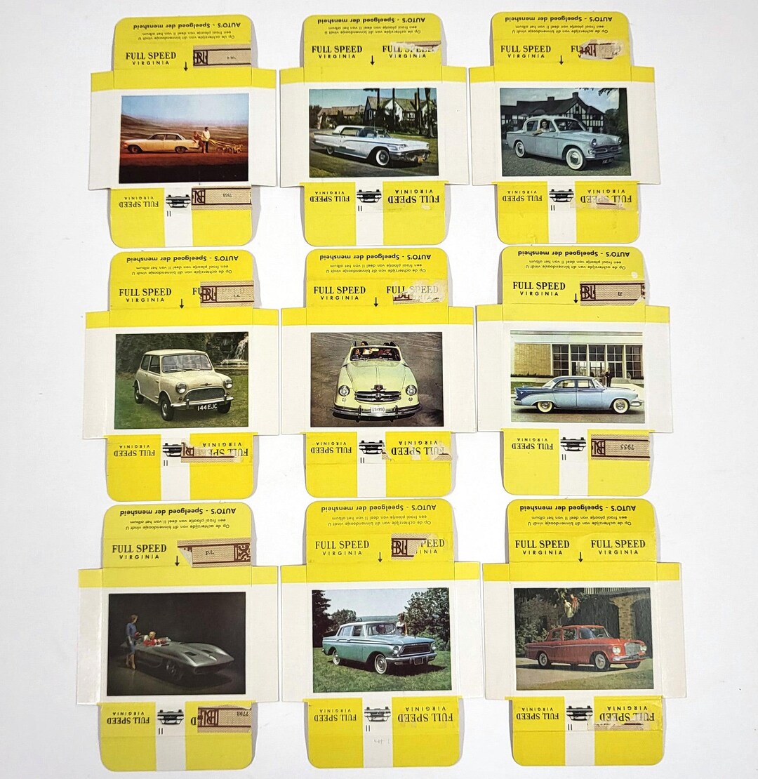 Vintage Full Speed Virginia Cigarette Cards 9x Car Series - Etsy