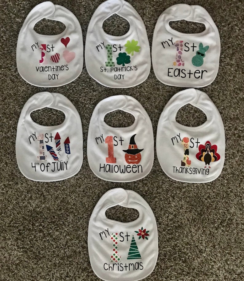 1st Holiday Bib Set - Etsy