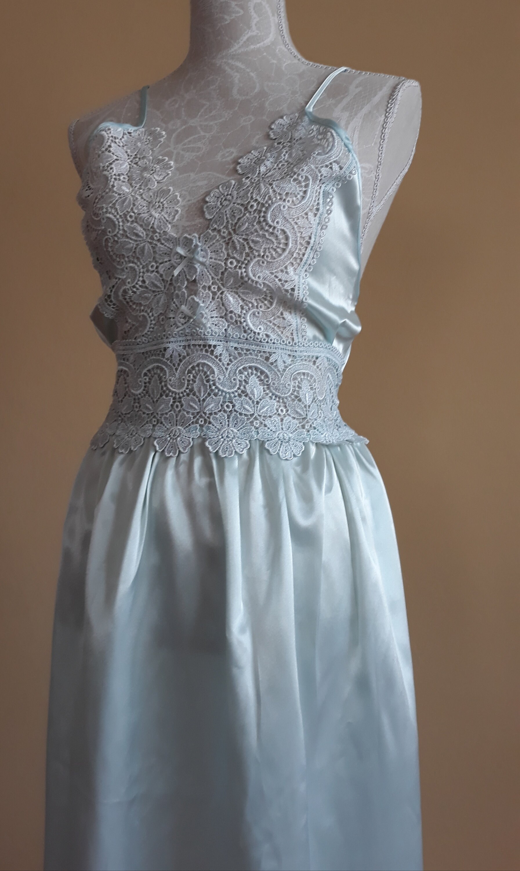 Vintage 90s Set Nightie and Nightgown,long Light Turquoise Nightgown ...