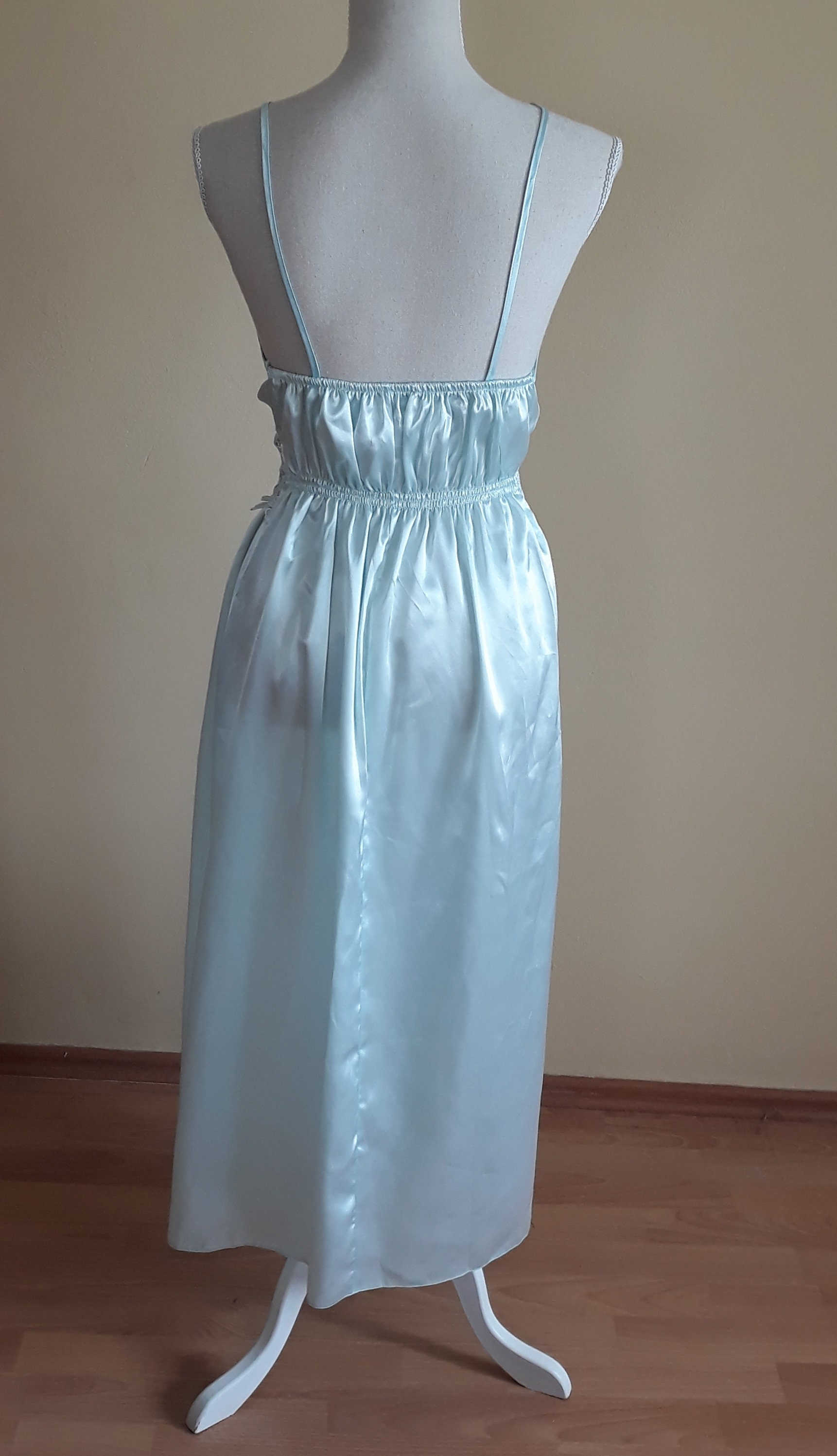 Vintage 90s Set Nightie and Nightgown,long Light Turquoise Nightgown ...