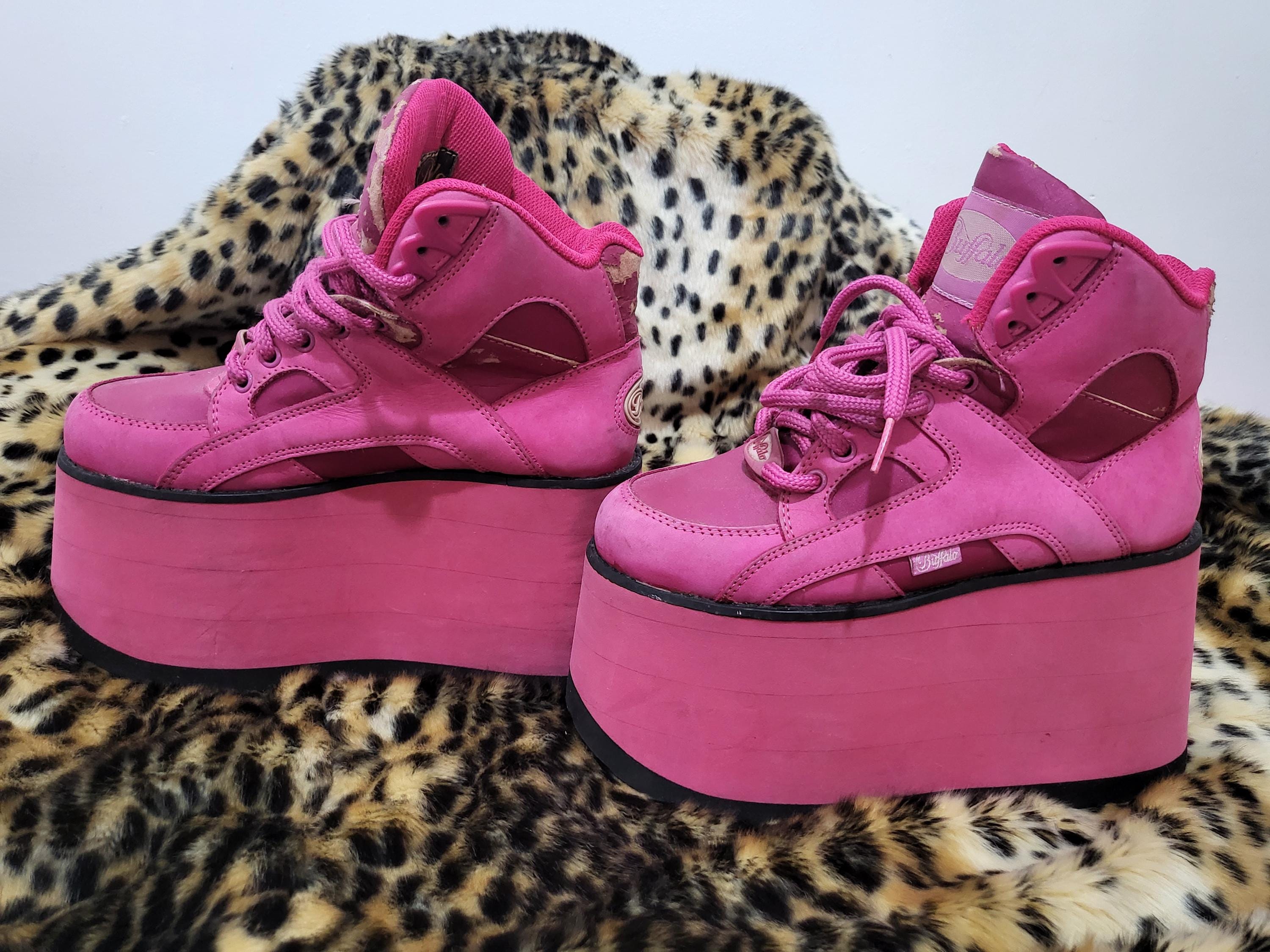 SOLD - Vintage Original 90s Buffalo Platform Boots in Hot Barbie Pink ...