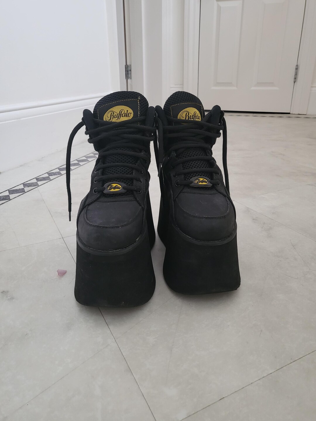 SOLD - Vintage Original 90s Buffalo Platform Boots in Classic Black - Etsy