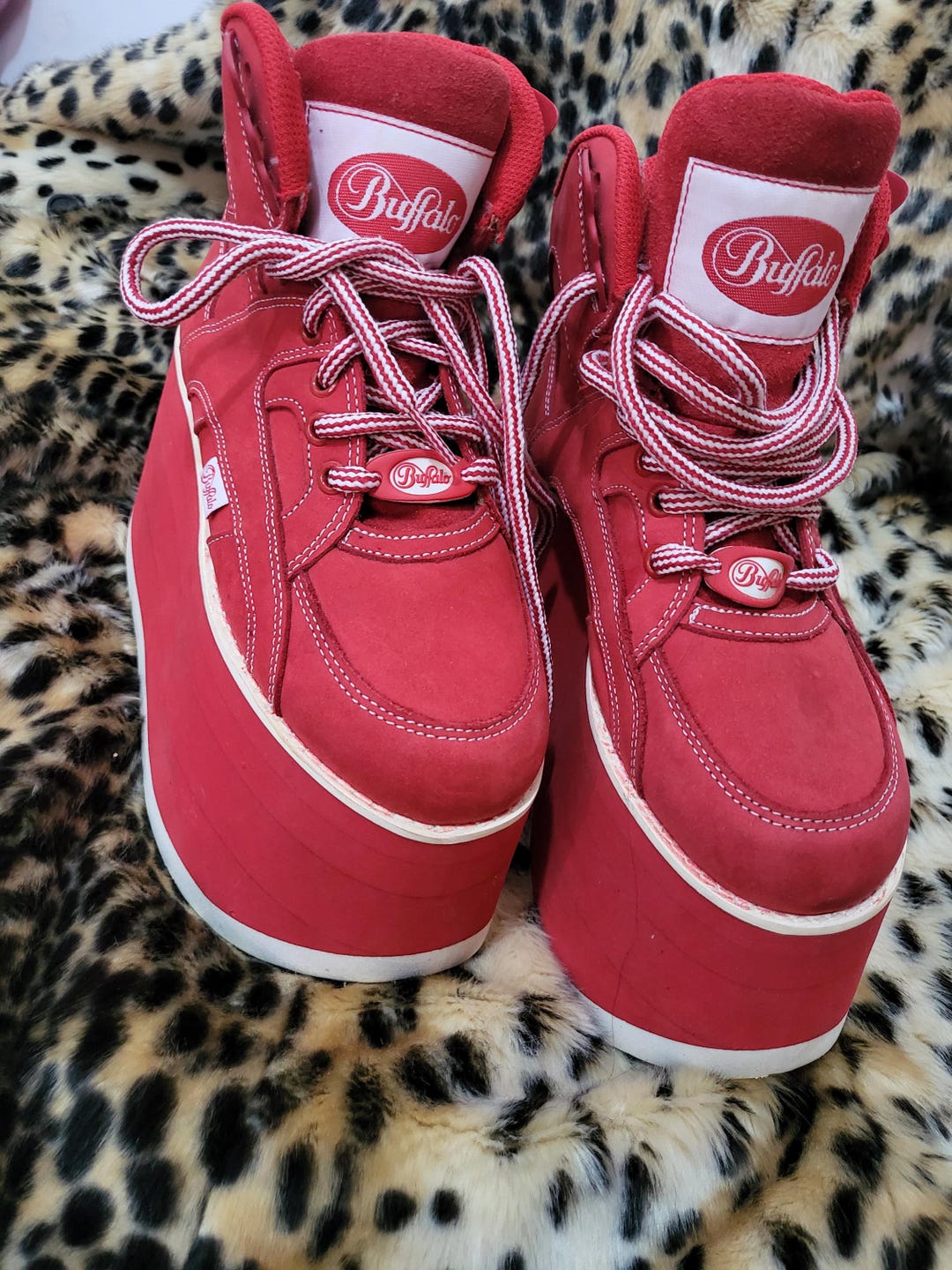 Vintage Original 90s Buffalo Platform Boots in Red and White. - Etsy