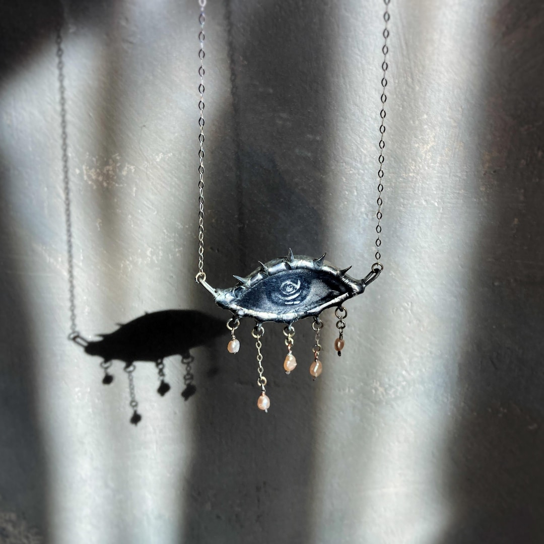 Spiky Pendant Crying Eye Mourning Jewelry Gothic Lover's Eye Victorian ...