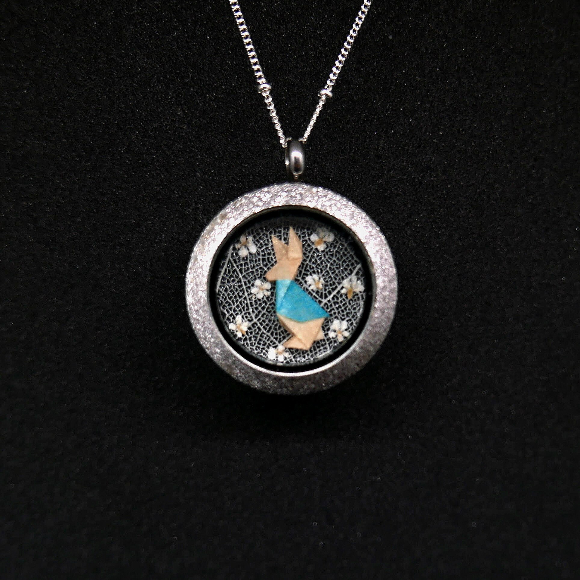 Peter Rabbit Locket Origami Bunny Glass Locket Sterling Silver Locket ...