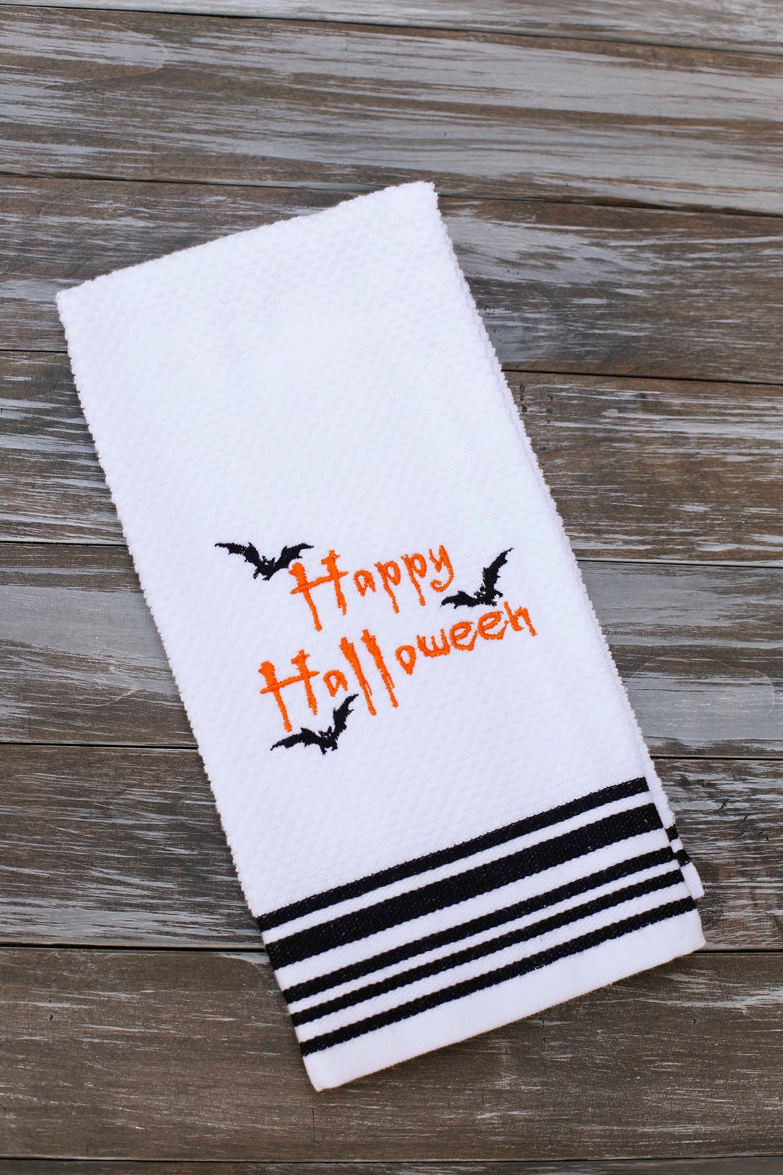 Halloween Embroidered Towel Halloween Decor Kitchen Towel | Etsy