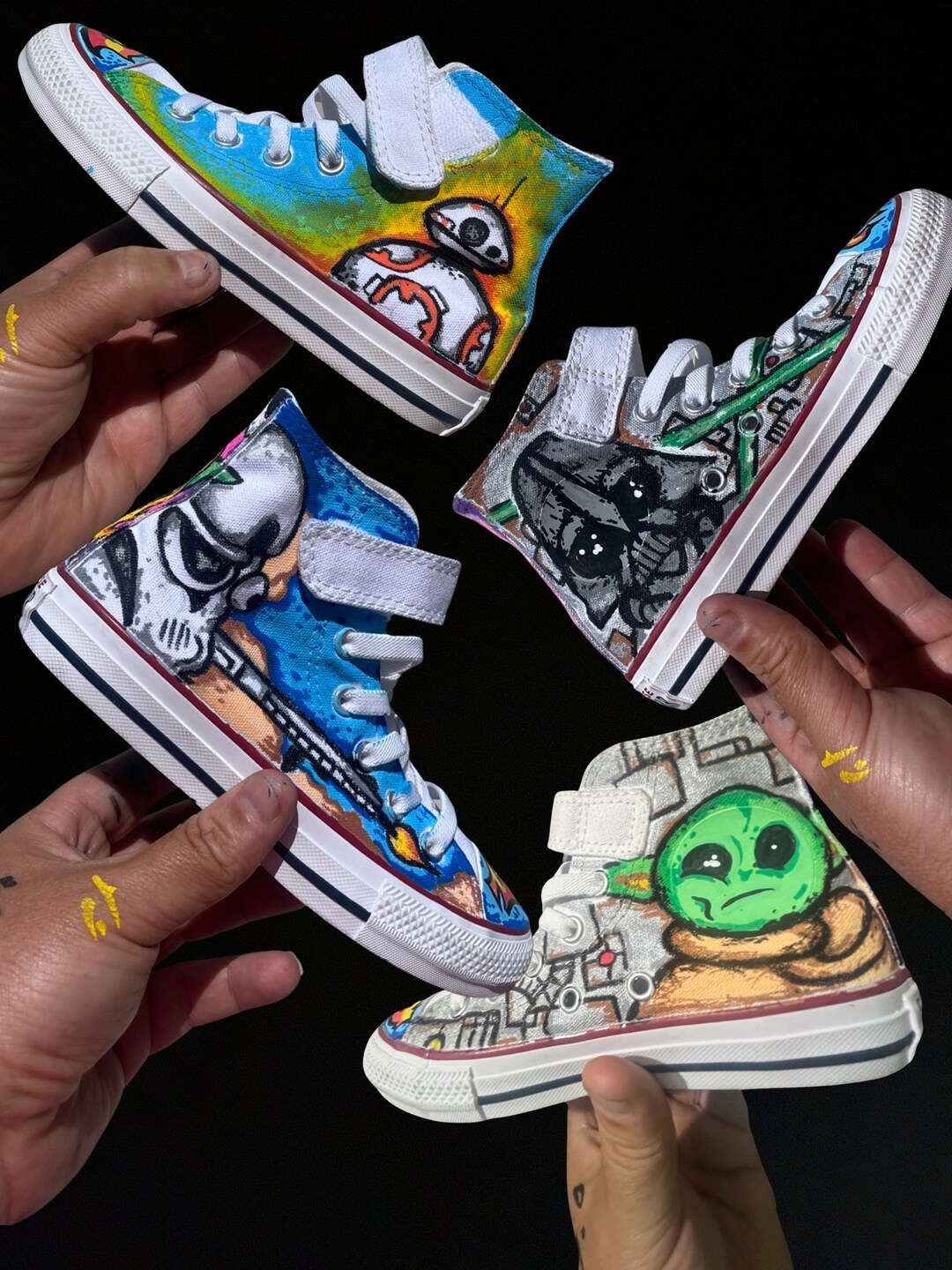 Custom Kids' Psychedelic Art Sneakers Hand-painted, Personalized Shoes ...