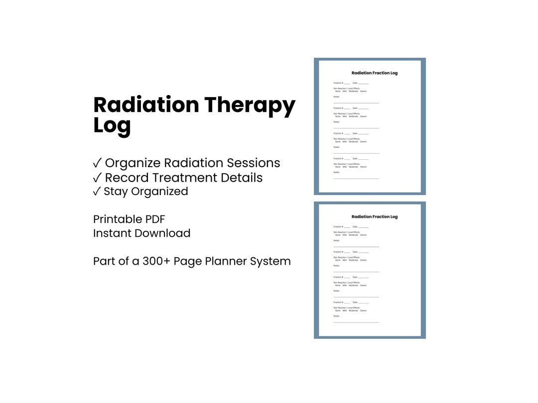 Radiation Therapy Log Printable PDF | Cancer Treatment Tracker ...