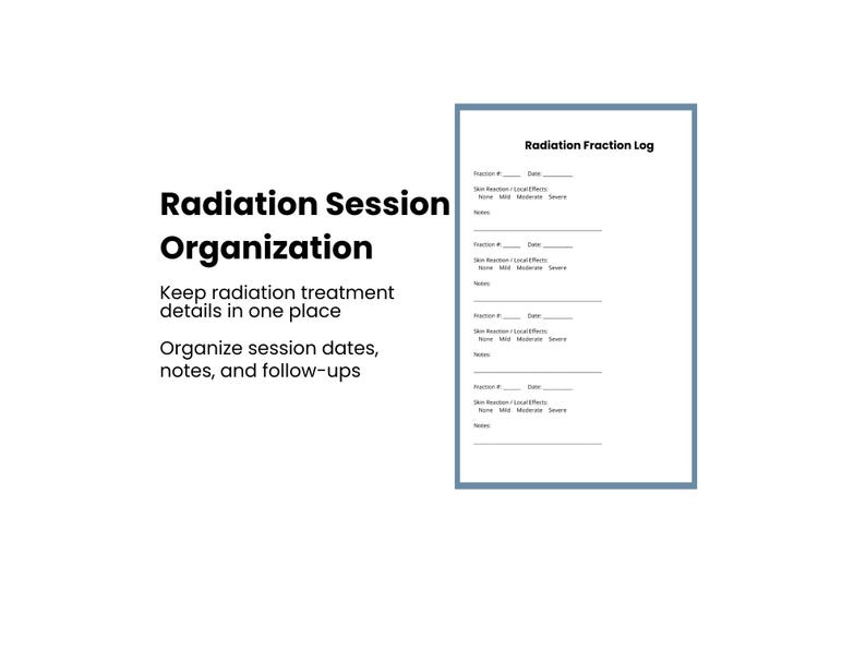 Radiation Therapy Log Printable PDF | Cancer Treatment Tracker ...