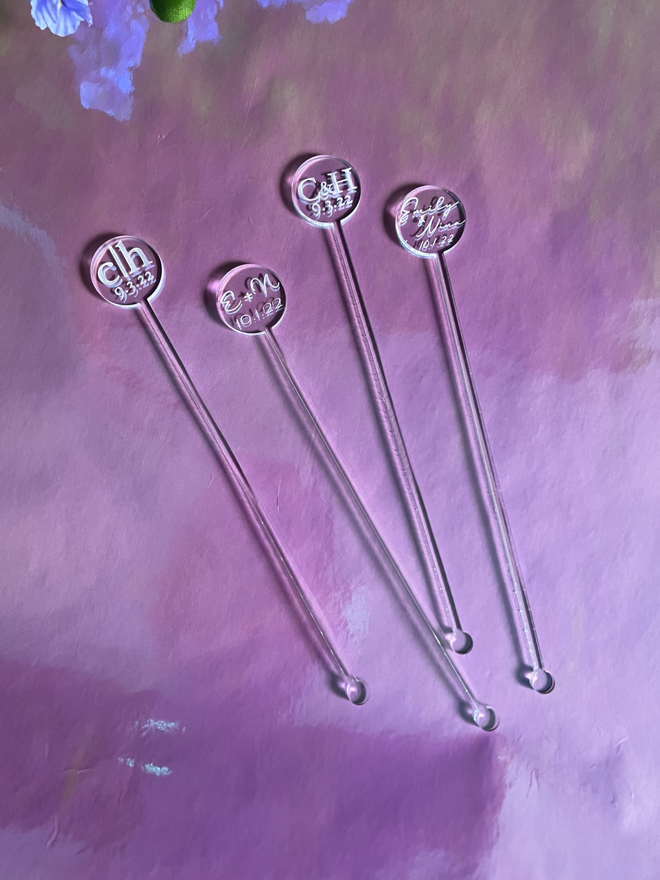 Wedding Drink Stirrers Custom Name Acrylic Swizzle Sticks Laser ...