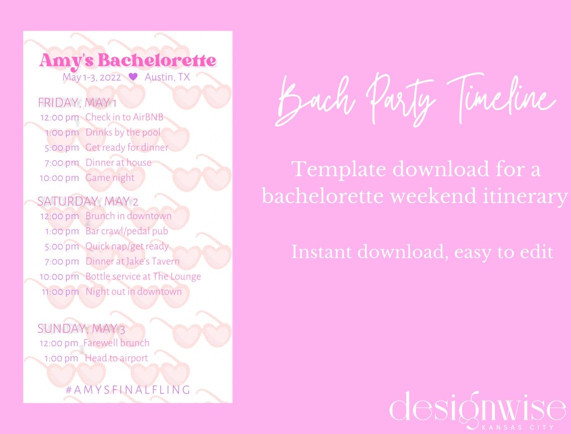 Bach Party Timeline Template Retro Fun Bachelorette Party Bach Party ...