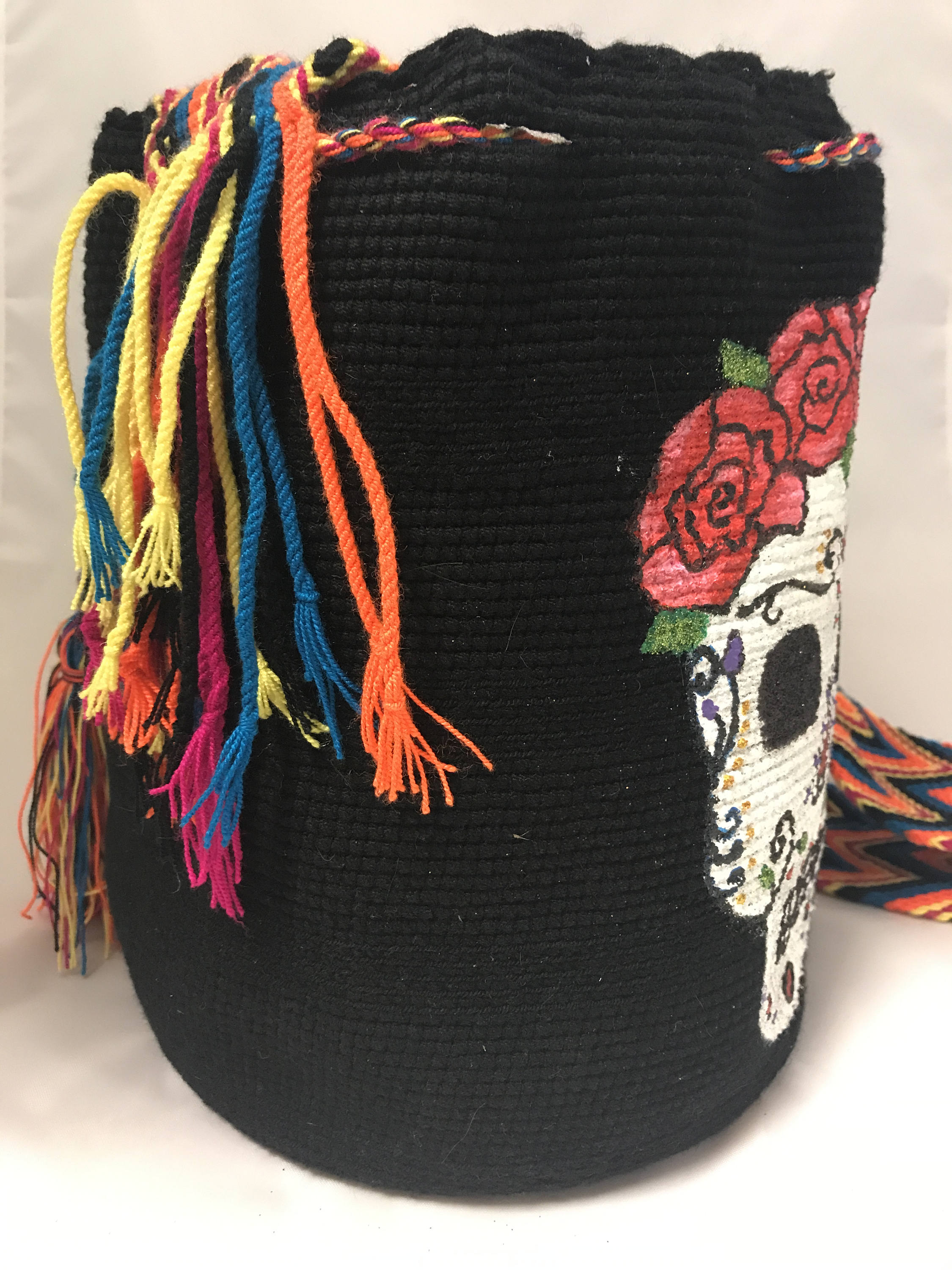 Gorgeoushand Painted Wayuu Bag Skull Candy Red Roses - Etsy