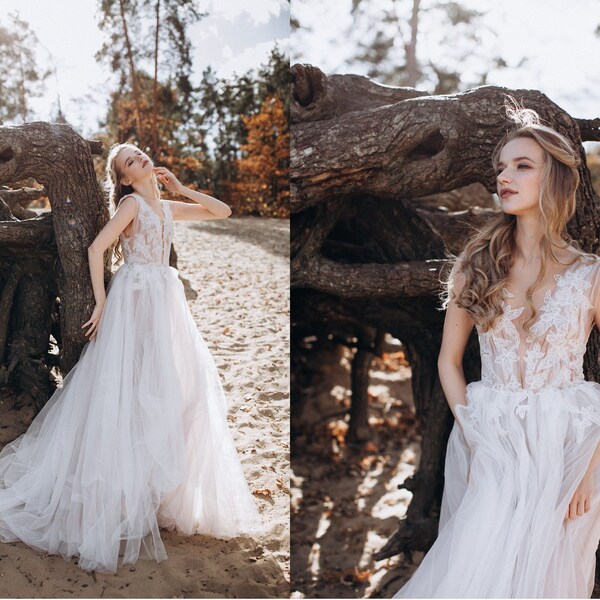 A Line Princess Wedding Dress - Etsy