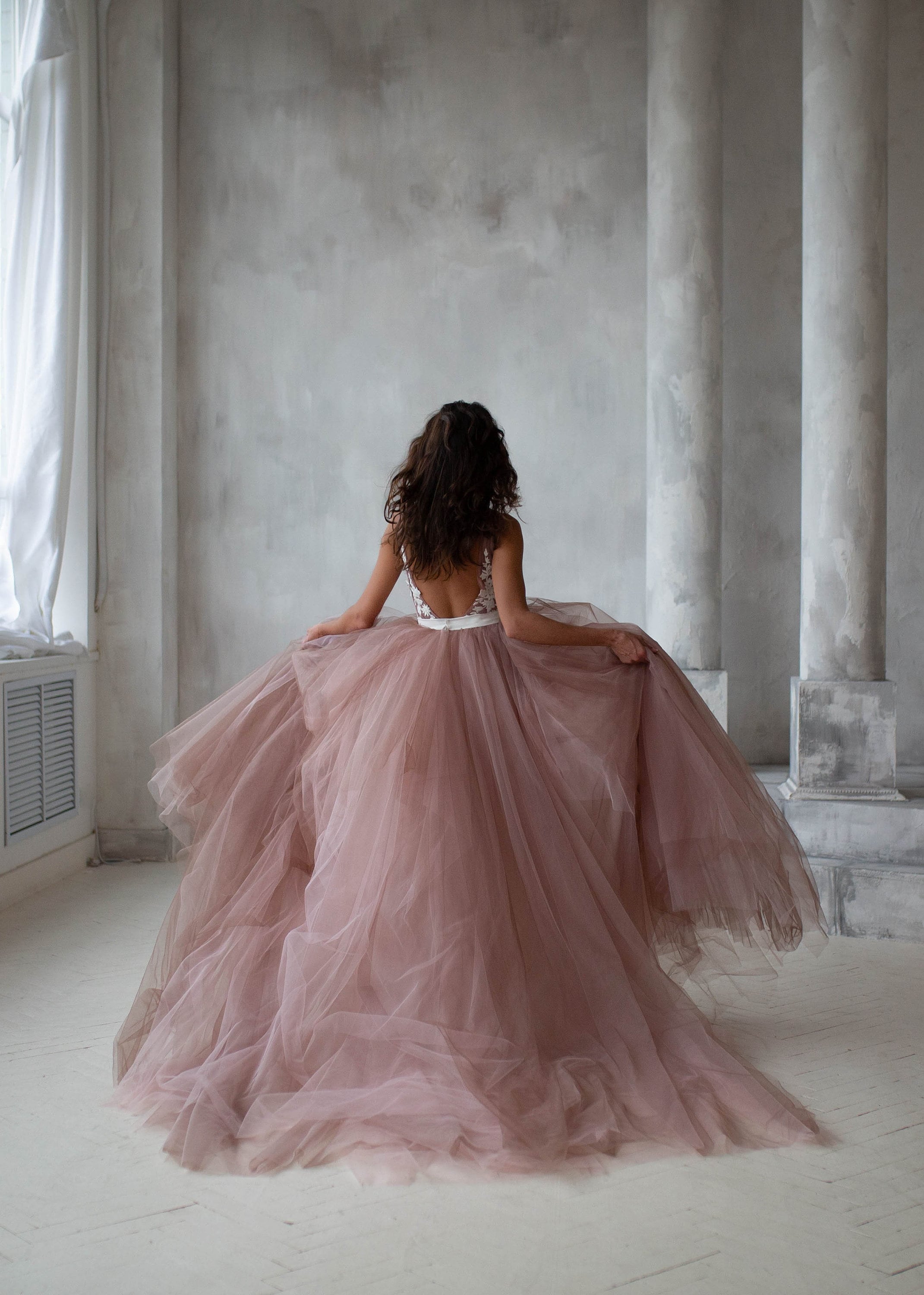 Tulle Wedding Dress Deep V Open Back 3d Flowers Ball Gown | Etsy Canada