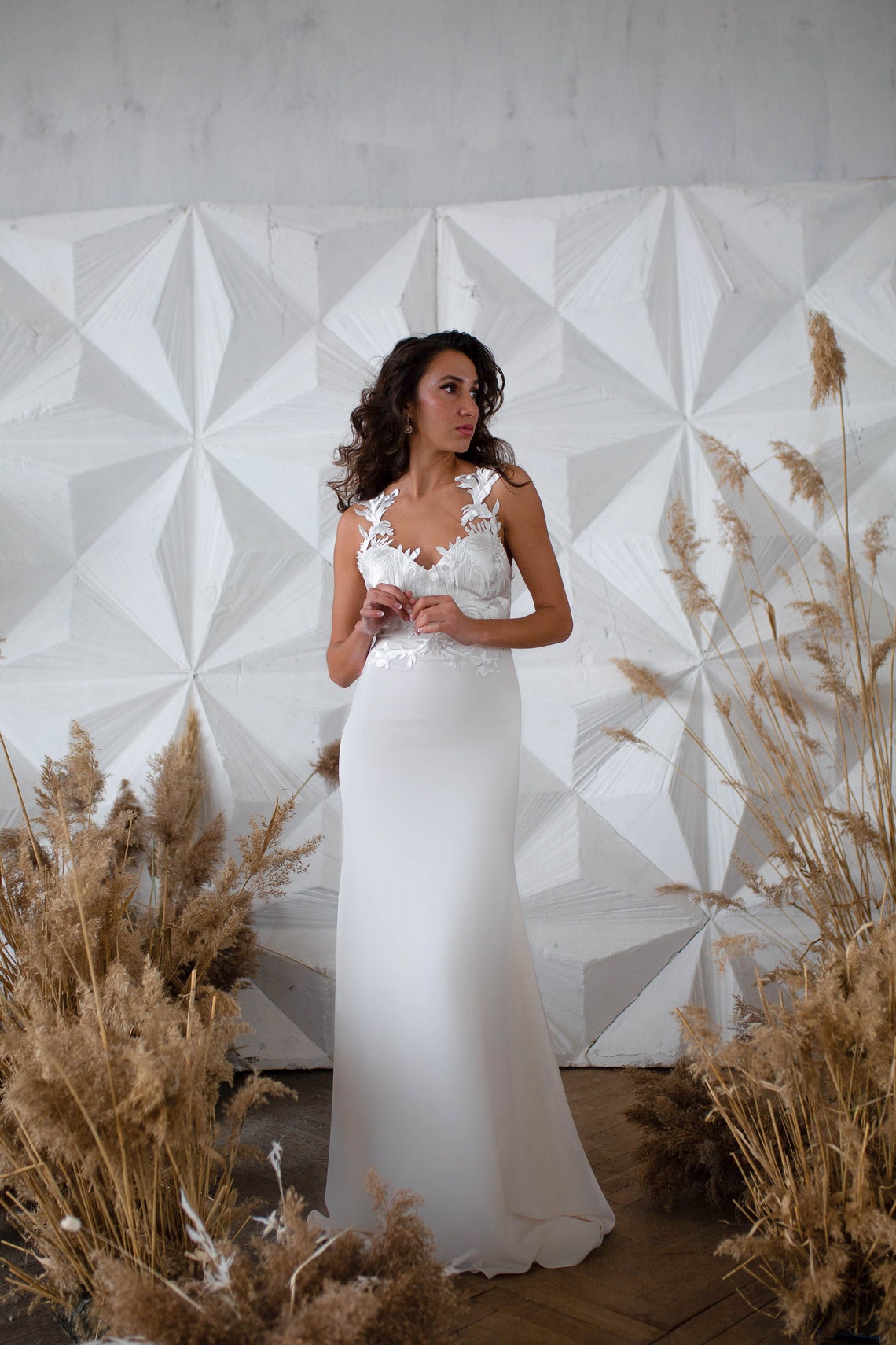 Fitted Wedding Dress With Lace Sheath Column Silhouette - Etsy