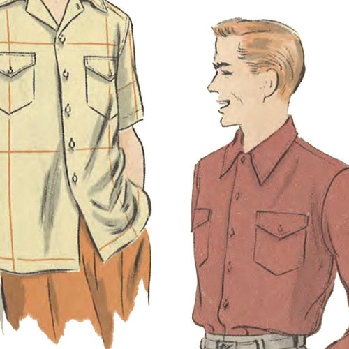 Vintage 1950's Sewing Pattern: Men's Sports Shirt - Etsy