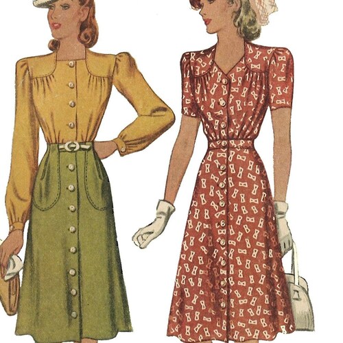 Vintage 1940's/50s Sewing Pattern: Two Pretty Tea Dress - Etsy
