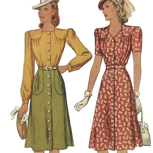 PDF 1940's Sewing Pattern Tea Dress With Pockets & - Etsy
