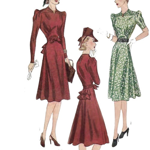 PDF 1940's Sewing Pattern: Yoked Tea Dress Bust - Etsy