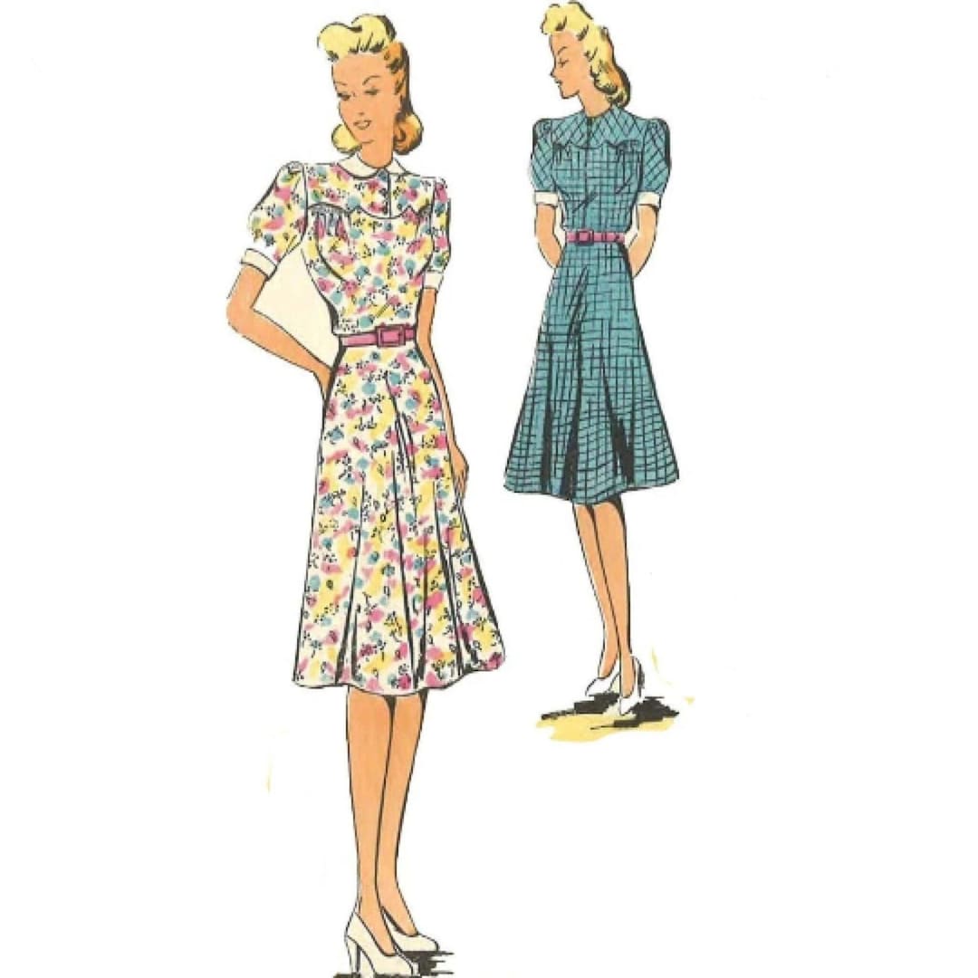 1940s Tea Dress Sewing Pattern: French Size 42, Bust 36"(91cm) - Etsy