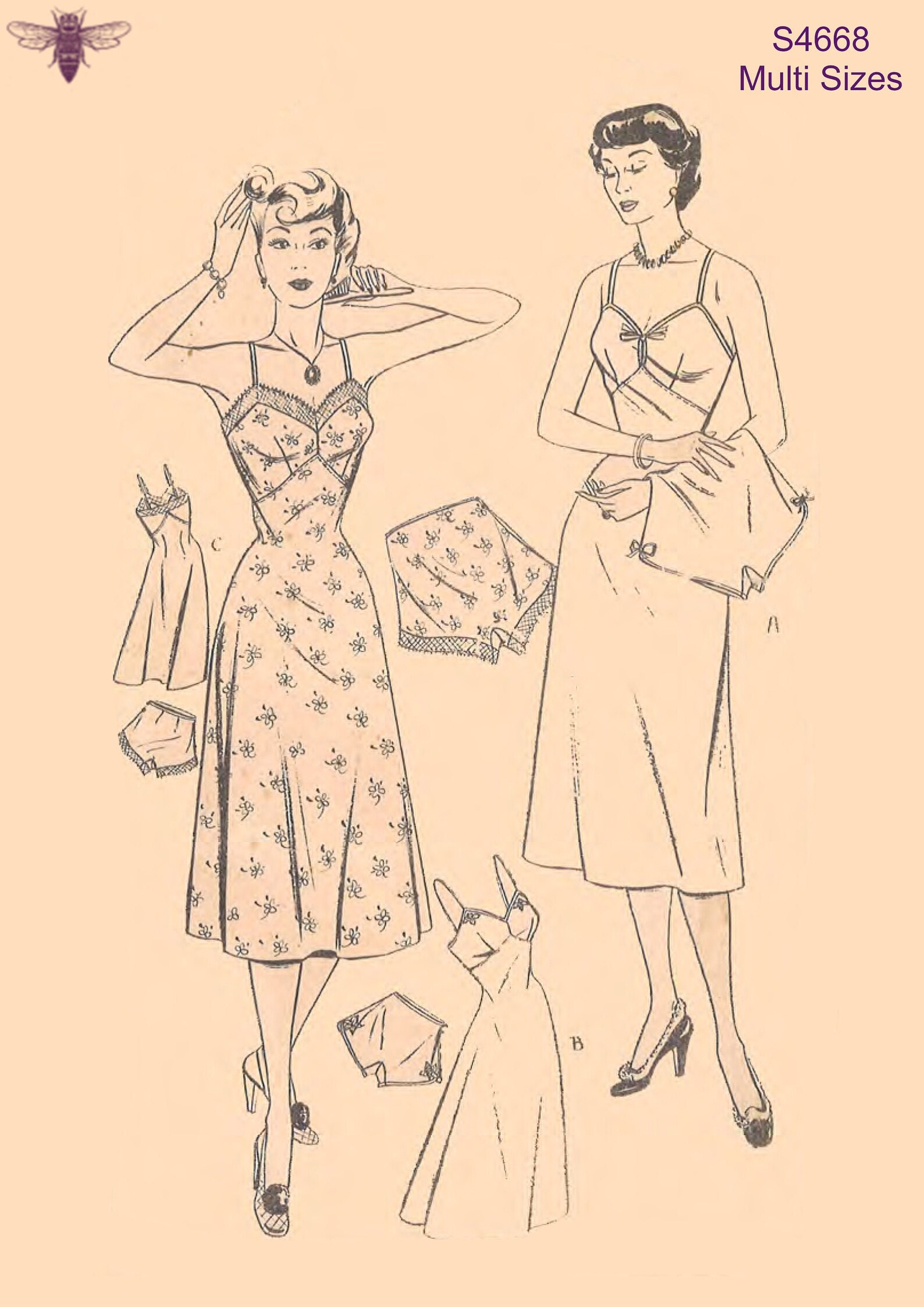 Vintage 1940's Lingerie Pattern: Slip & French Knicker Set | Etsy