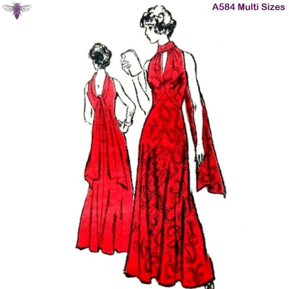 Vintage 1970's Sewing Pattern: Halter Neck Evening Dress | Etsy