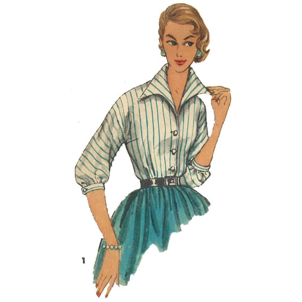 PDF Vintage 1950's Sewing Pattern: Stylish Blouse Top - Etsy