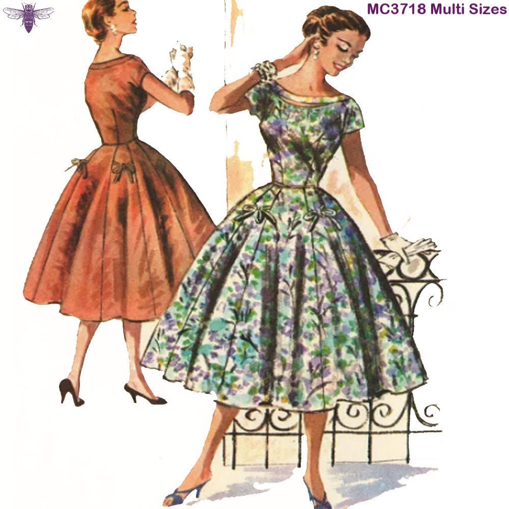 Vintage 1950's Sewing Pattern: 50s Fit and Flare Dress | Etsy