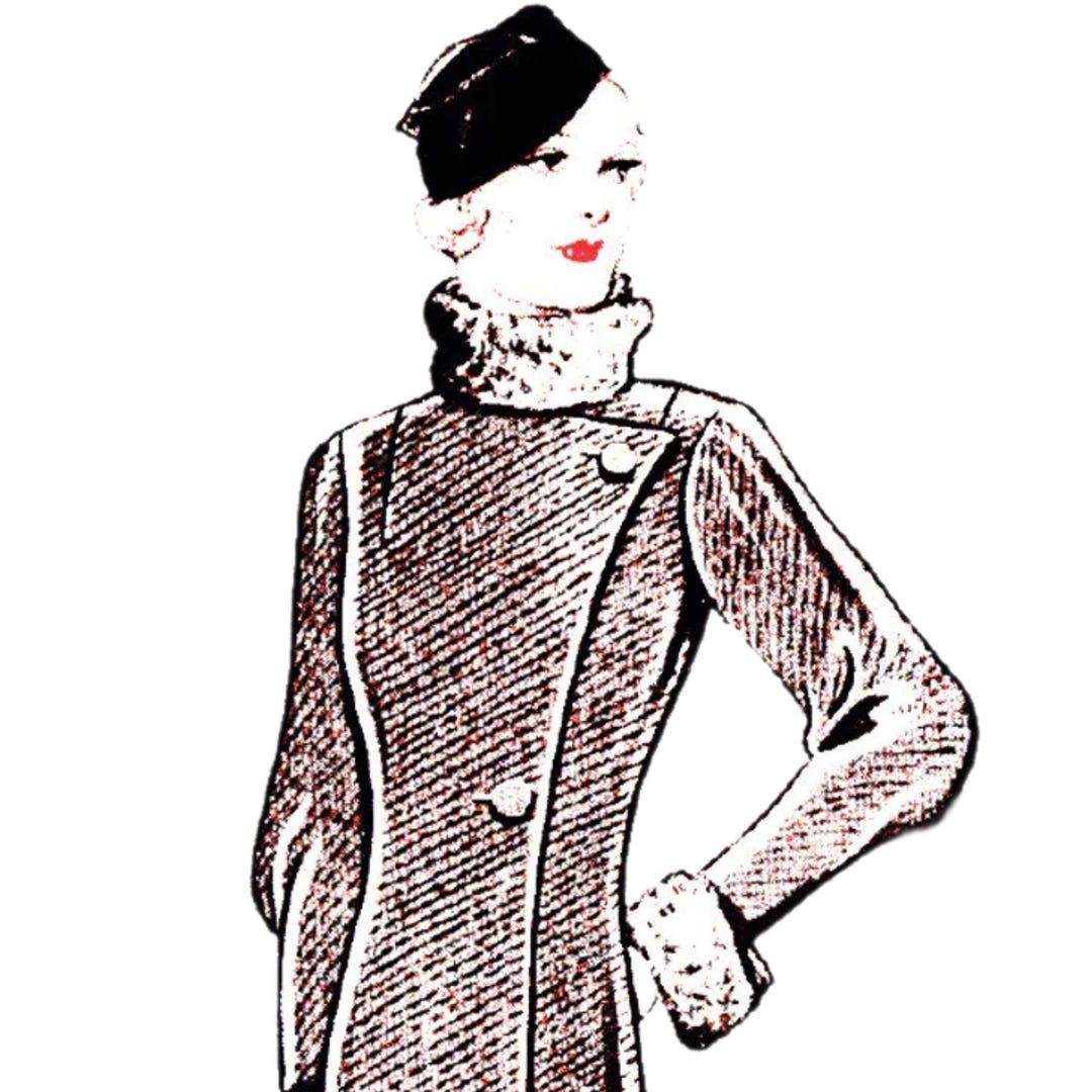 Vintage 1930s Sewing Pattern, Women’s Two Dresses & Coat- Bust: 36” (91 ...