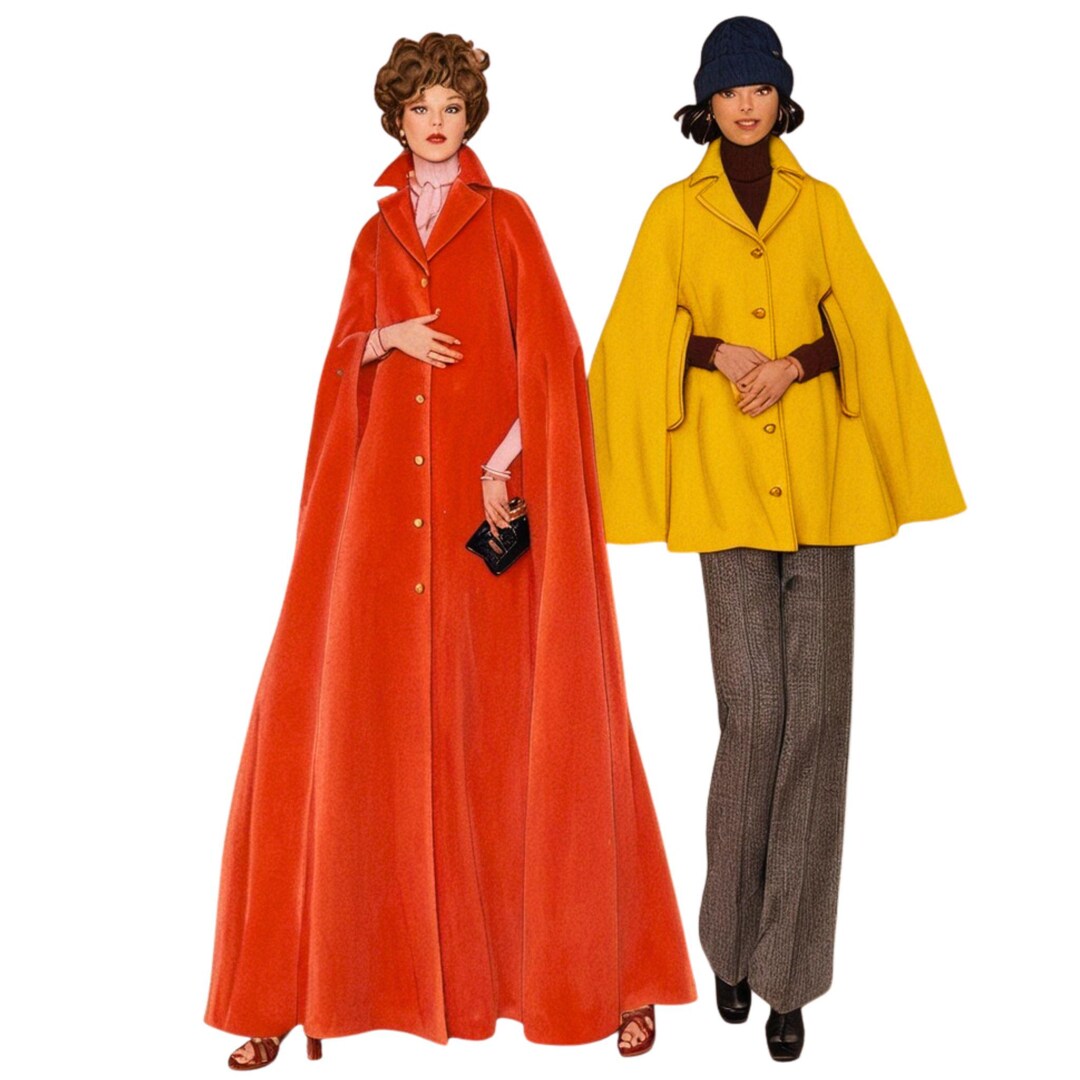 Vintage 1960s Pattern – Celeste Cape Coat in Two Lengths - Bust: 34 ...