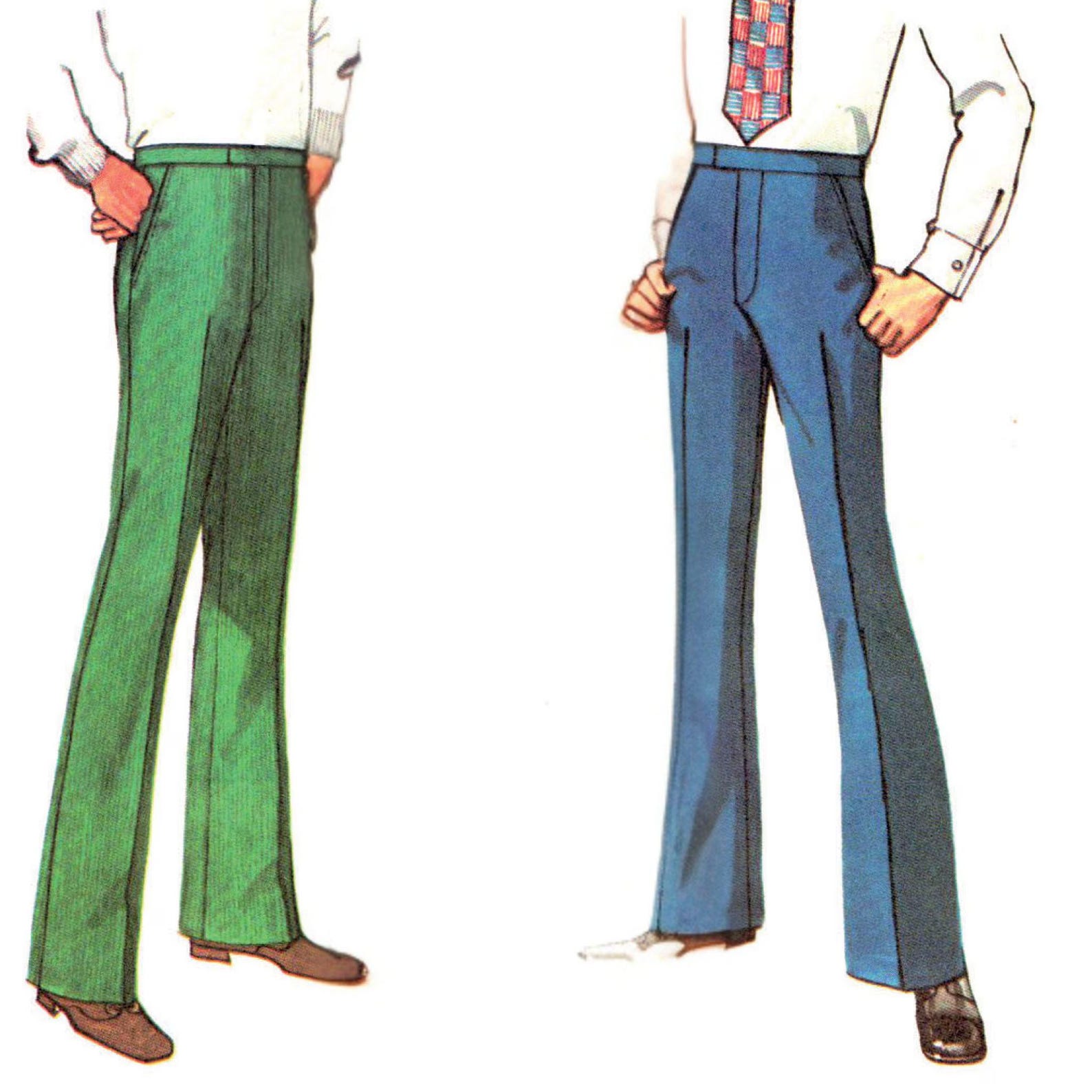 PDF - 1970s Men's Pants Sewing Pattern: Proportioned Sizes, Waist 34 ...