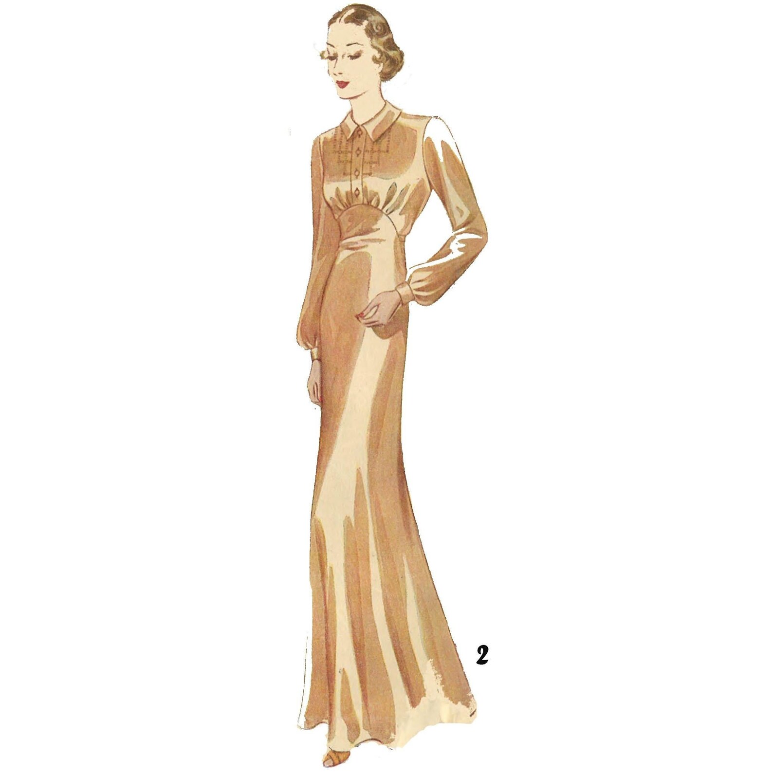 PDF - Vintage 1930's Sewing Pattern: Art Deco Long Nightgown - Bust 42 ...