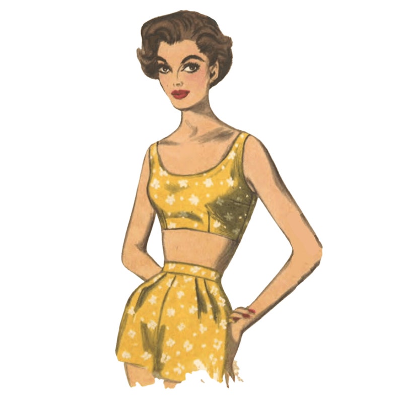 Vintage 1950s Sewing Pattern: Rockabilly Cropped Top / Bra - Multi ...