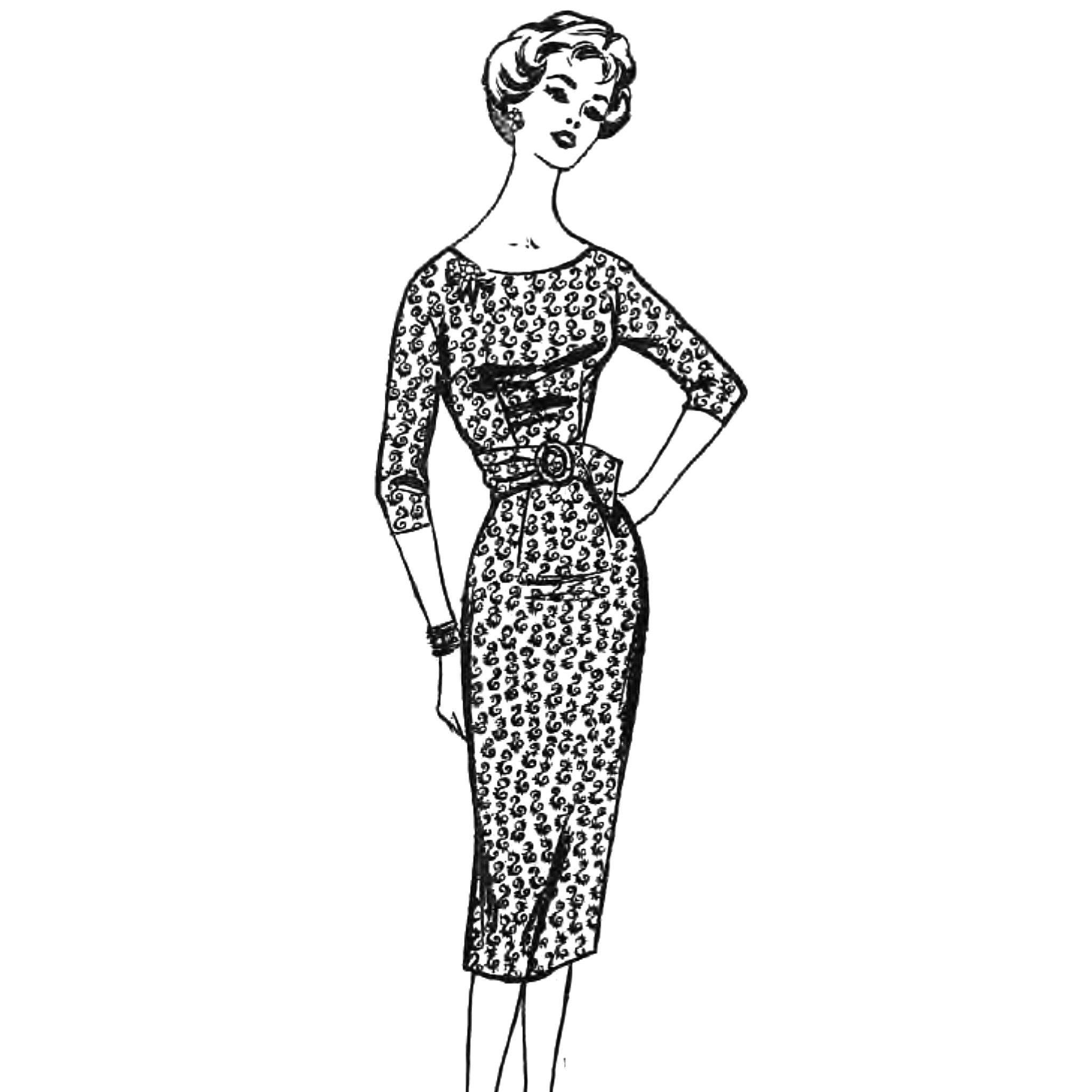 Vintage 1950's Vintage Sewing Pattern: Pin up Rockabilly Dress, 3 ...