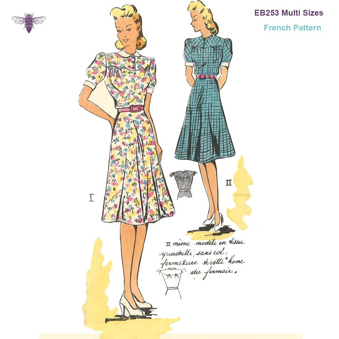 Vintage 1940's Sewing Pattern Pretty Frocks Tea Dress | Etsy